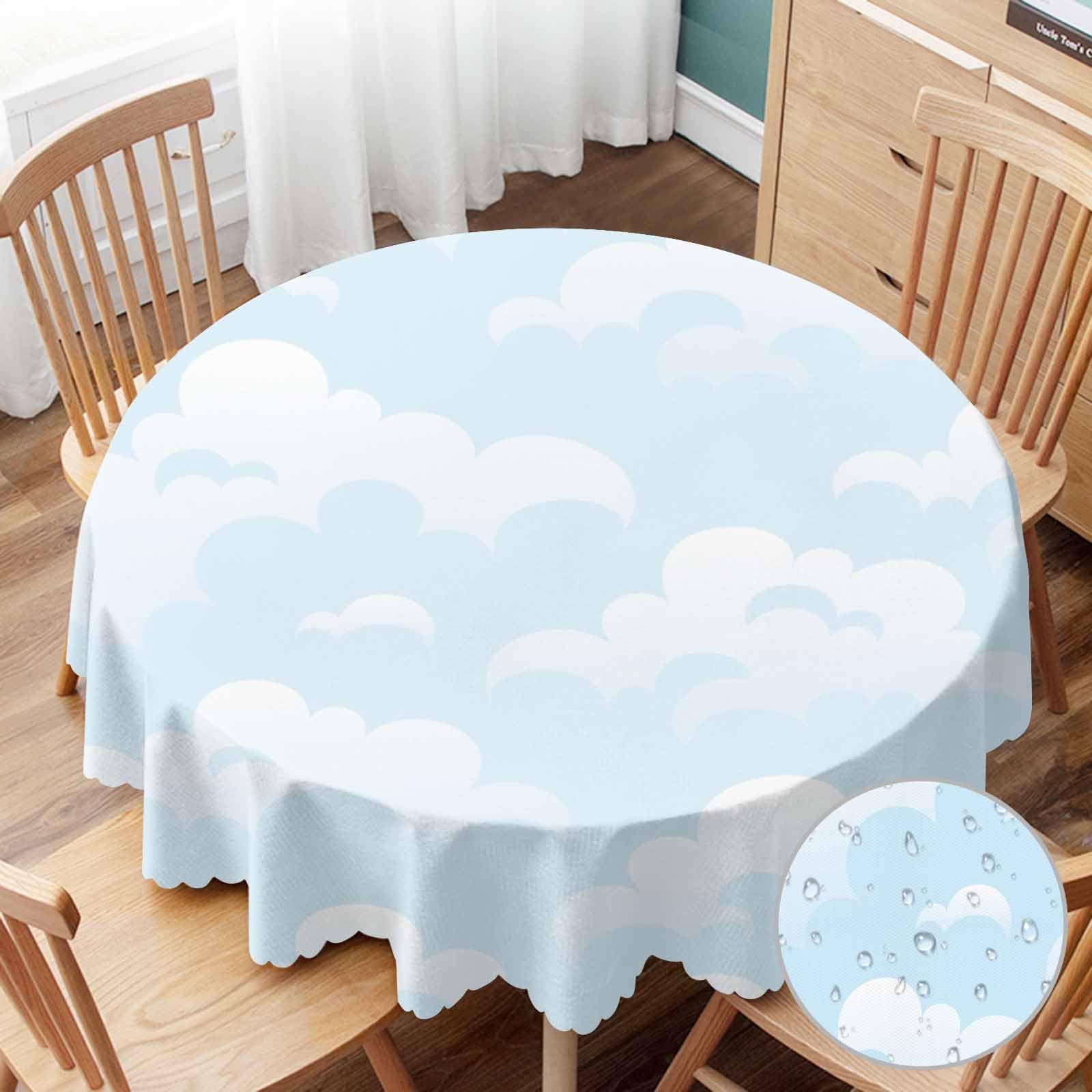 Amazon.com: Yibeas Sky and Clouds Round Tablecloth 60 inch Table Cloth ...