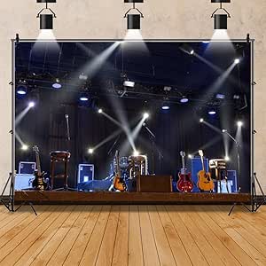 Leowefowa Vinyl 15x8ft Band Stage Backdrop Spotlight Nightclub ...