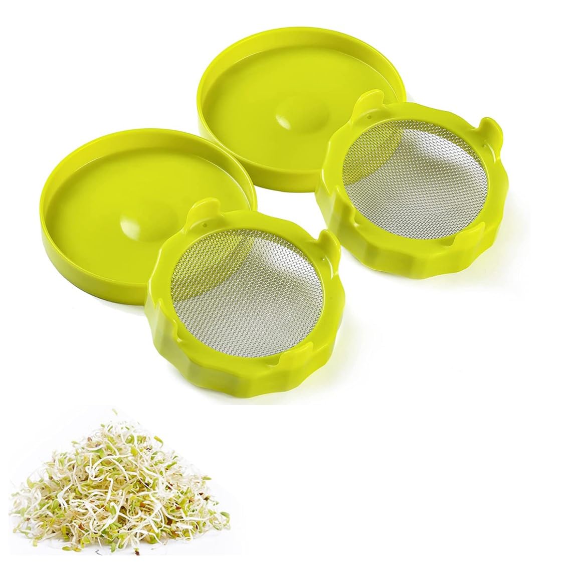 Sprouting Kit Sprout Jars Lids 2 Set Wide Mouth Mason Jars Lids & Trays ...
