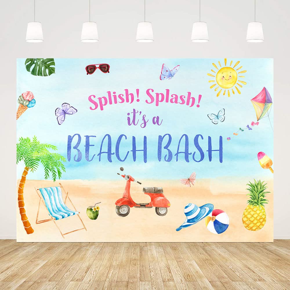 Buy ABLIN 7x5ft Summer Beach Party Backdrop Splish Splash It's a Beach ...