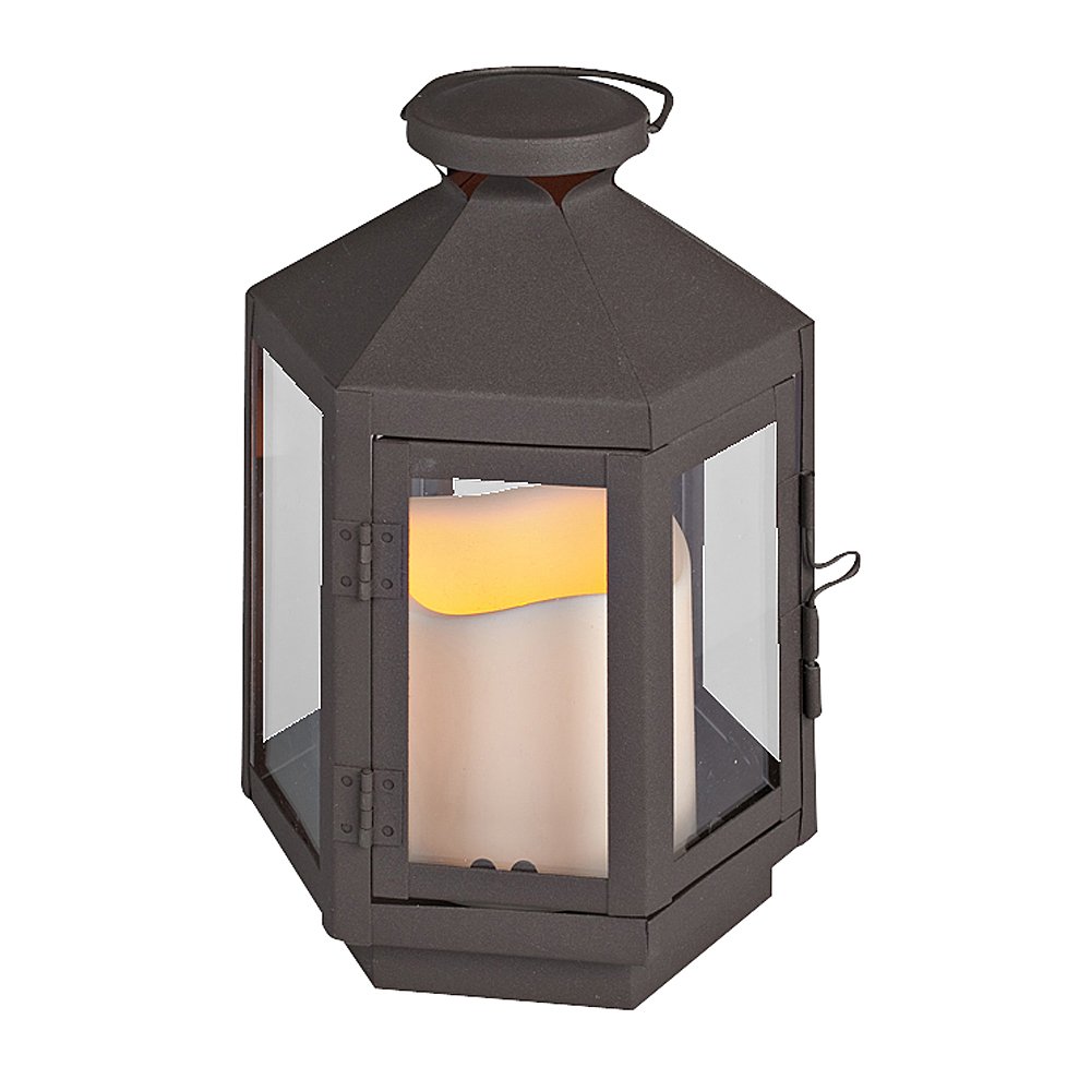 Everlasting Glow Hexagonal Metal Lantern With Plexi Glass And LED ...