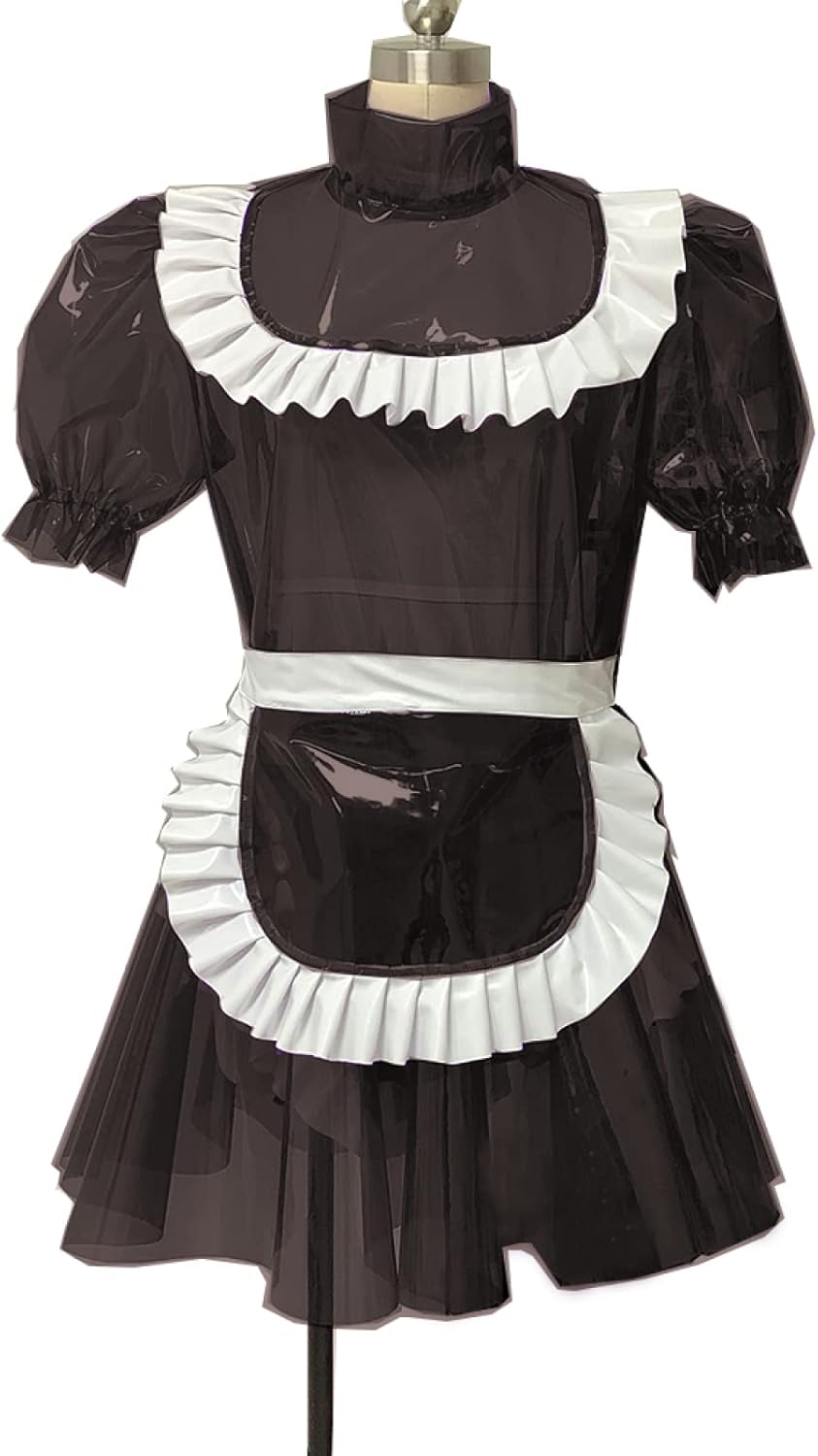 Amazon.com: Mens Dress Lockable Transparent Plastic Maid Costume ...
