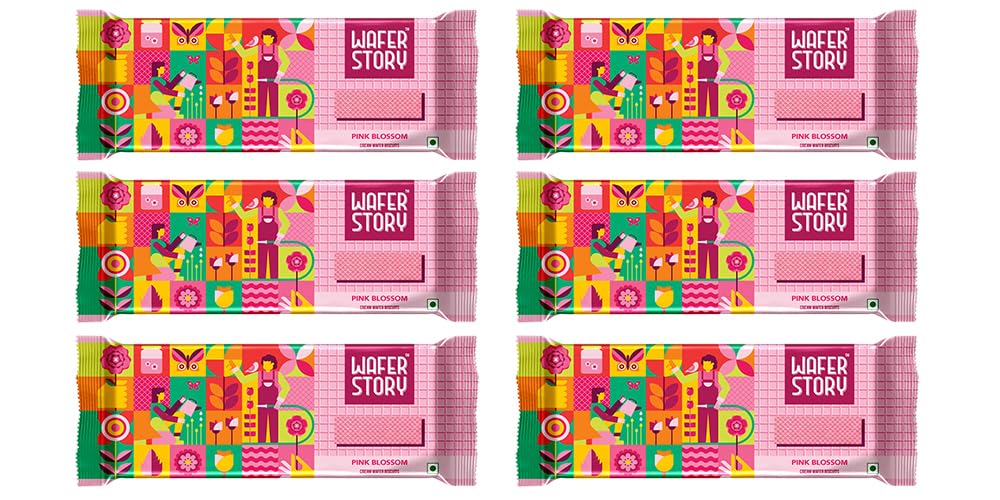 Wafer Story Pink Blossom Wafers 60gm (Pack of 6) Creamy & Crunchy ...
