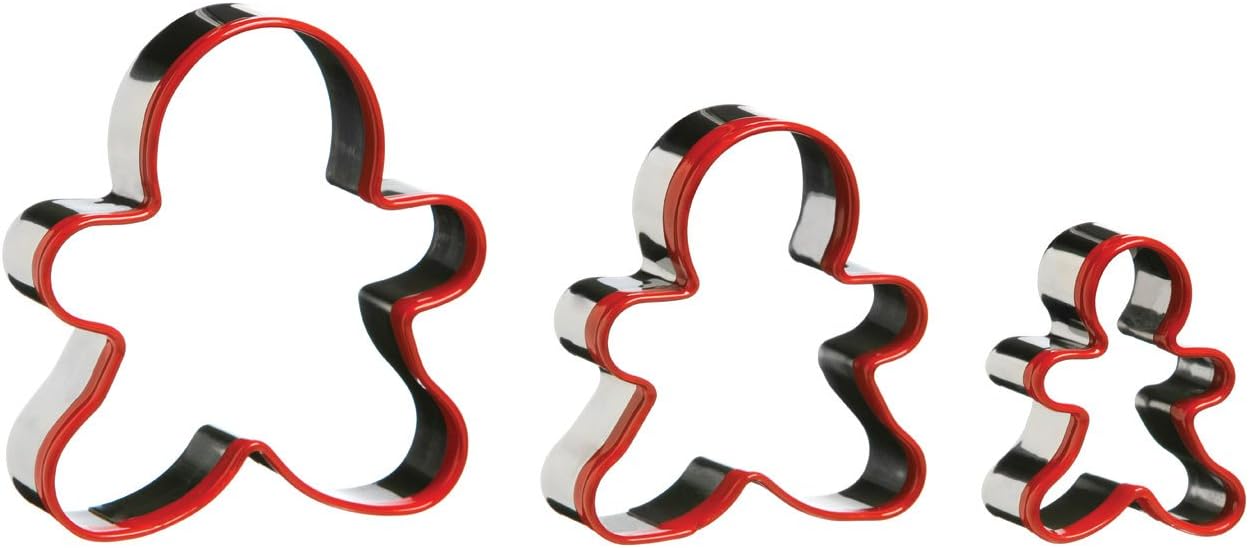 Amazon.com: Gingerbread Man Cutter Set 3pc Made of Red PVC & Stainless ...