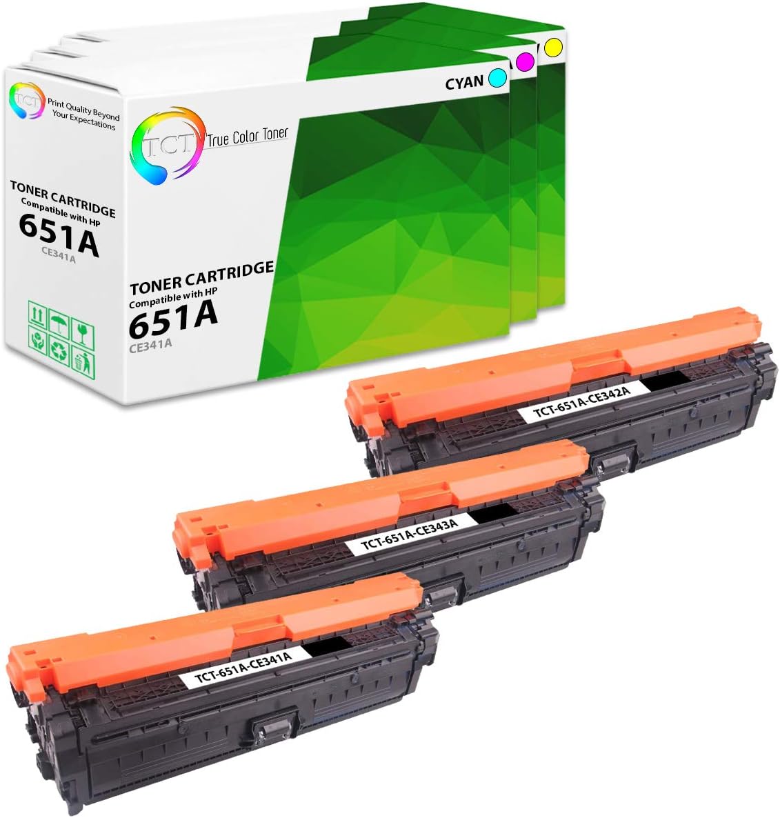 Amazon.com: TCT 651A Color Toner Cartridge 3 Pack - Premium Compatible ...
