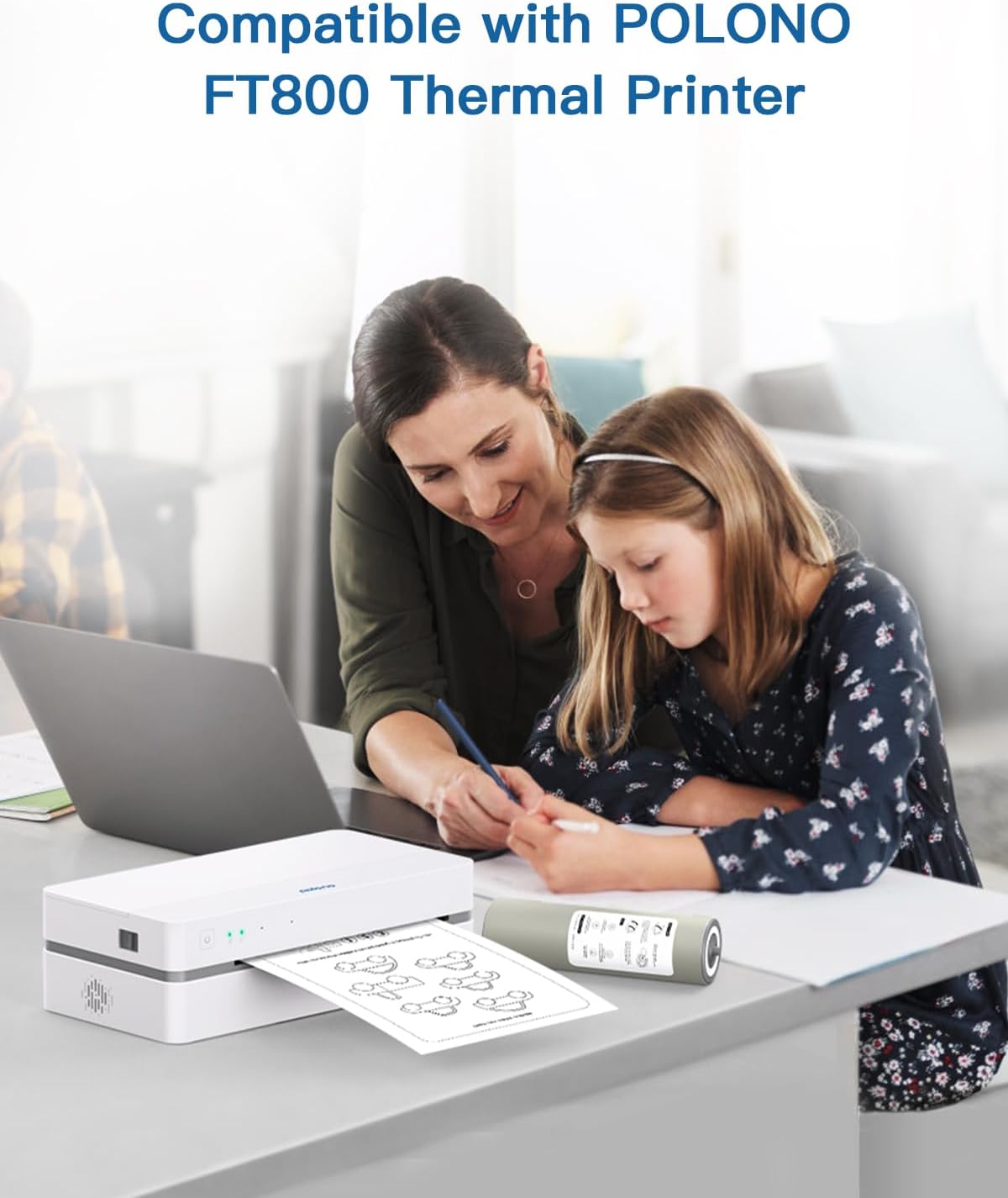 POLONO Papel térmico genuino para impresora inalámbrica POLONO FT800 ...