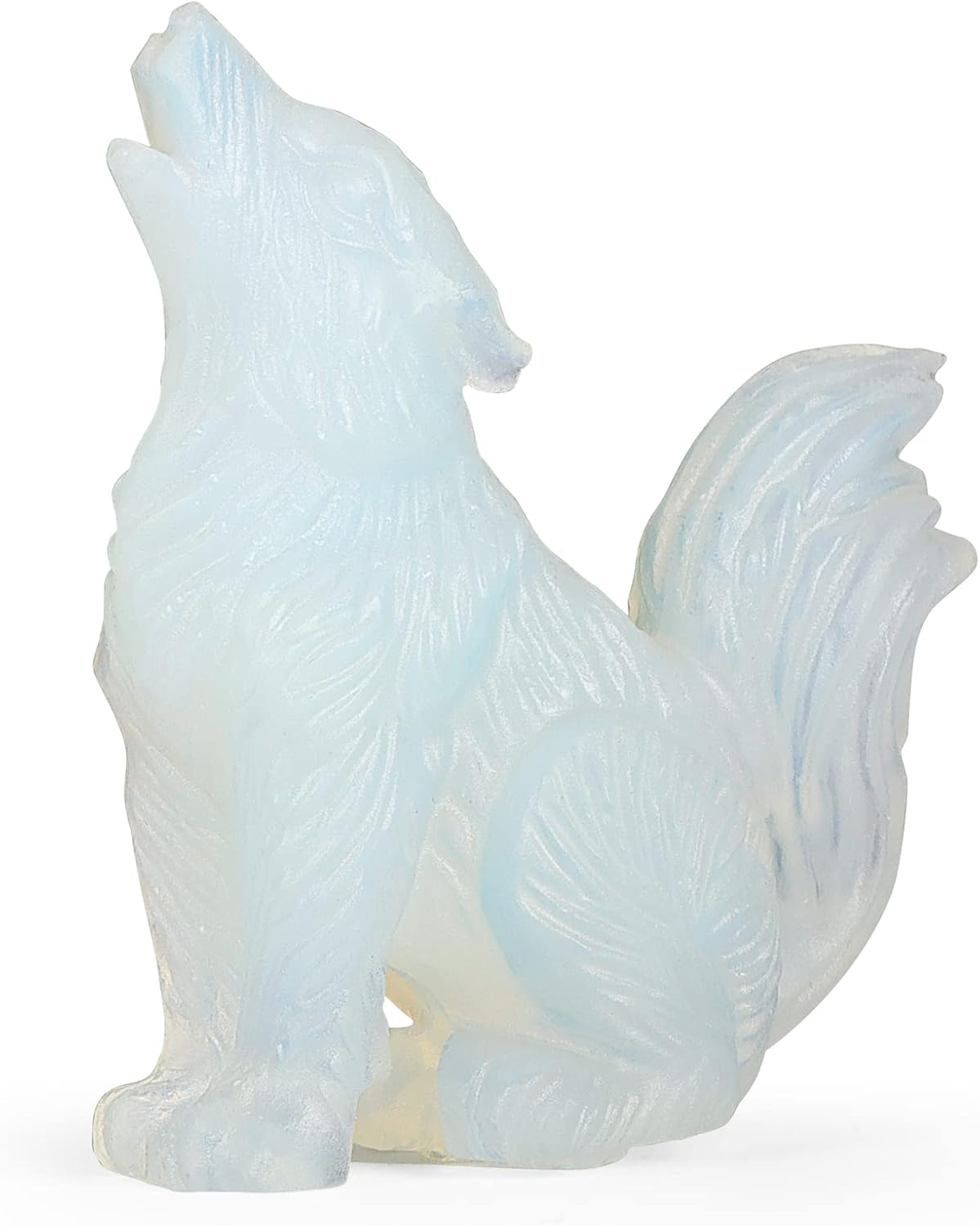 Amazon.com: LEADGEM 2.0" Opalite Wolf Statue Gifts Healing Crystal ...