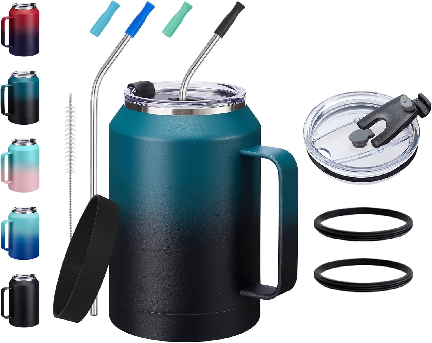 Amazon.com | 32/50oz Mug Tumbler with Handle and Straw - 32 oz ...