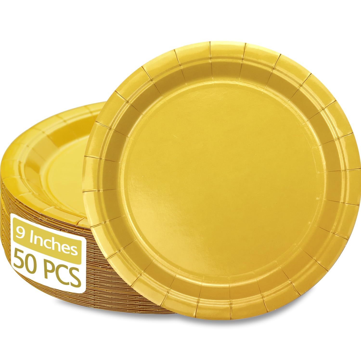 Amazon.com: PTECDROTS 50Pcs Yellow Paper Plates - 9” Dark Yellow Plates ...