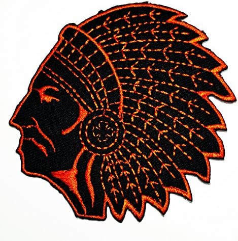 Amazon.com: Male Indian Iron on Patch 2 Pcs Feather India Chief Head ...