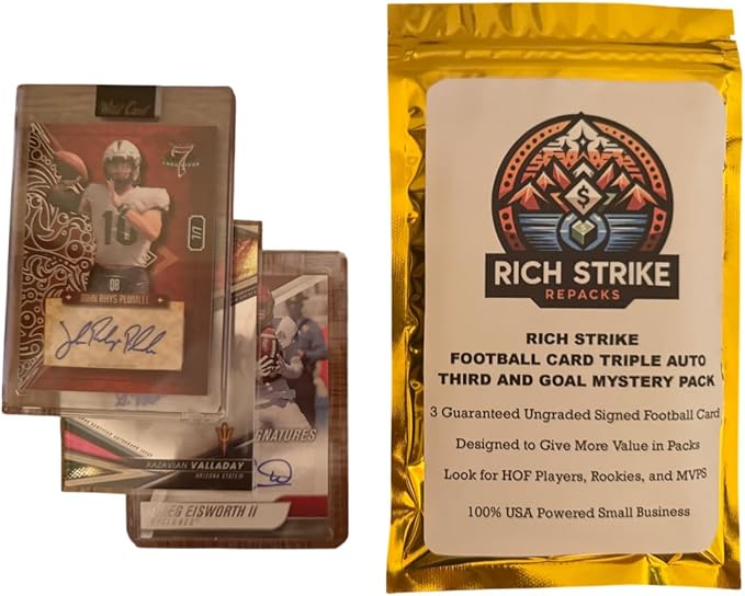 Amazon.com: Rich Strike Football Card Triple Auto Third and Goal ...