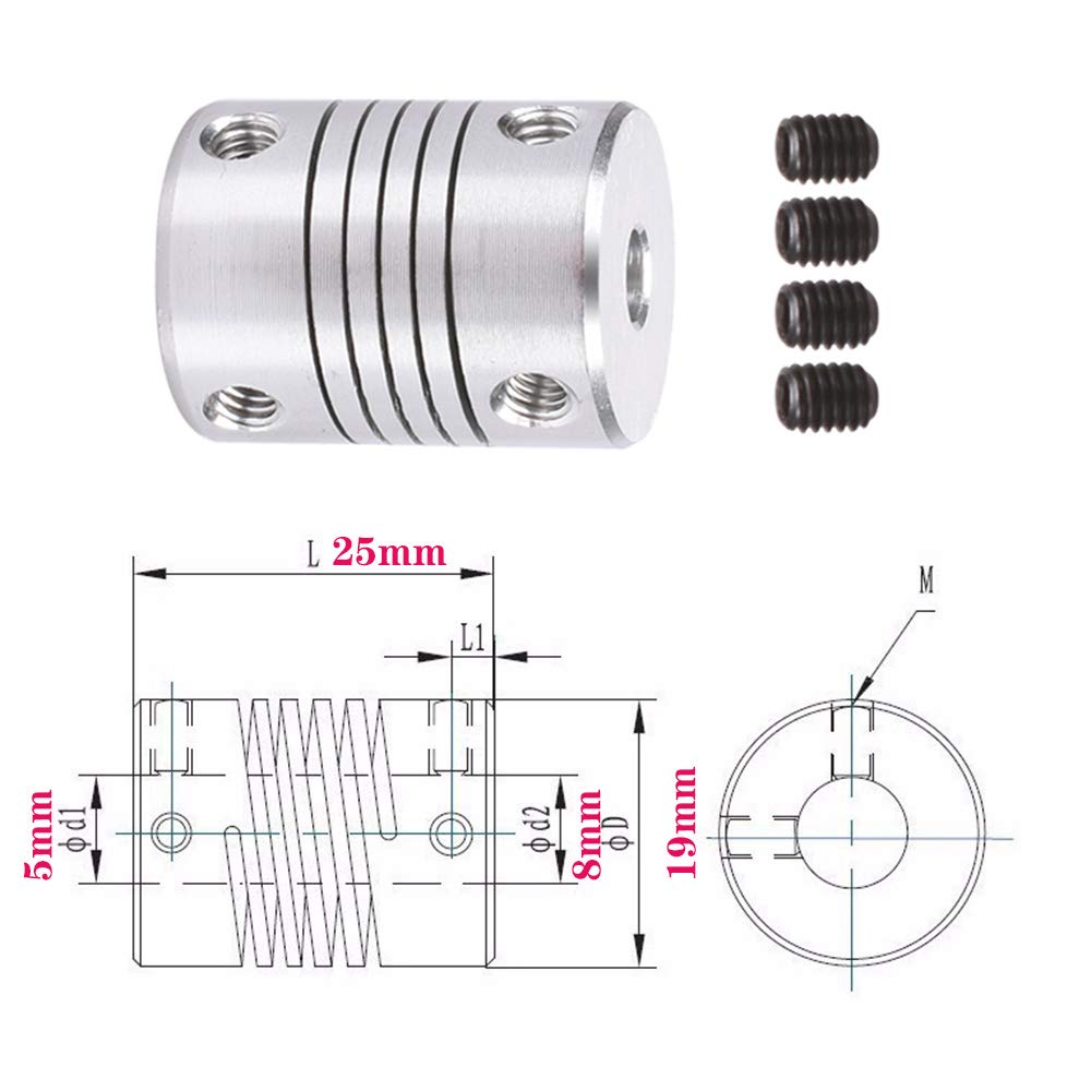 Buy BIGTREETECH Direct Flexible Coupling 5mm to 8mm NEMA 17 Coupling ...