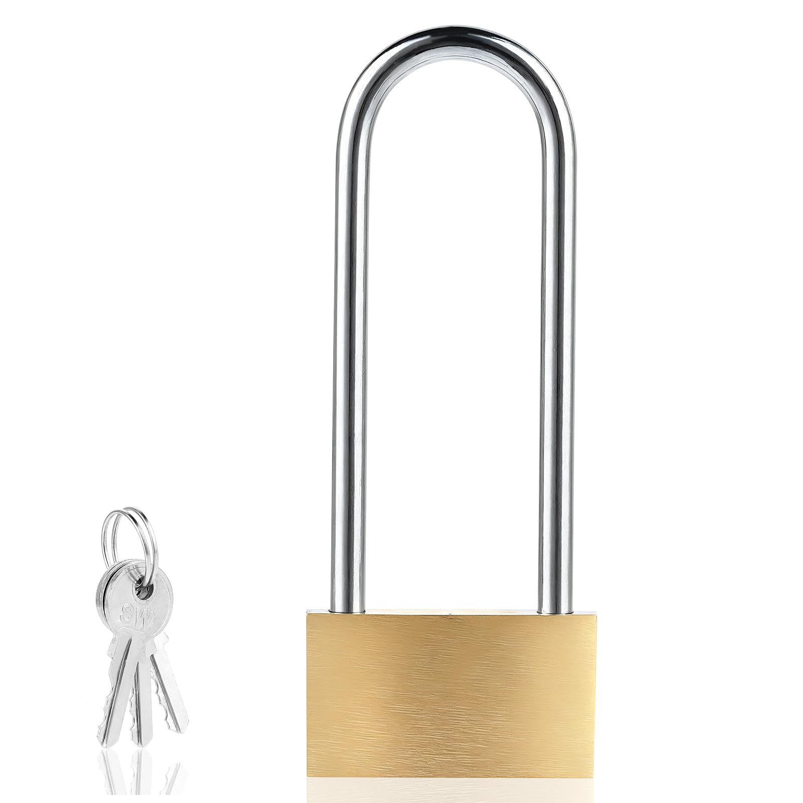 Weather Proof Lock, 3 Inch Long Shackle Pad Lock Solid Brass Padlock ...
