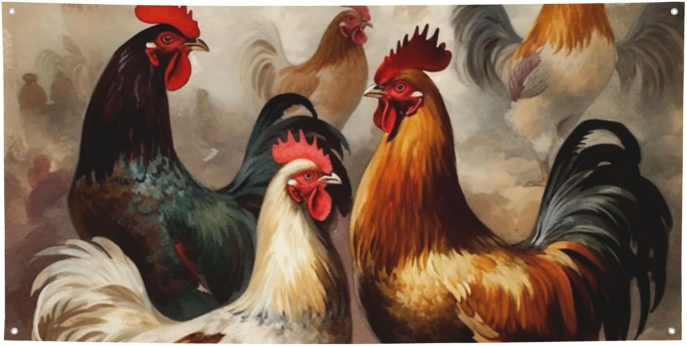 Amazon.com: Chicken and Rooster Print Banners and Signs Party Backdrops ...