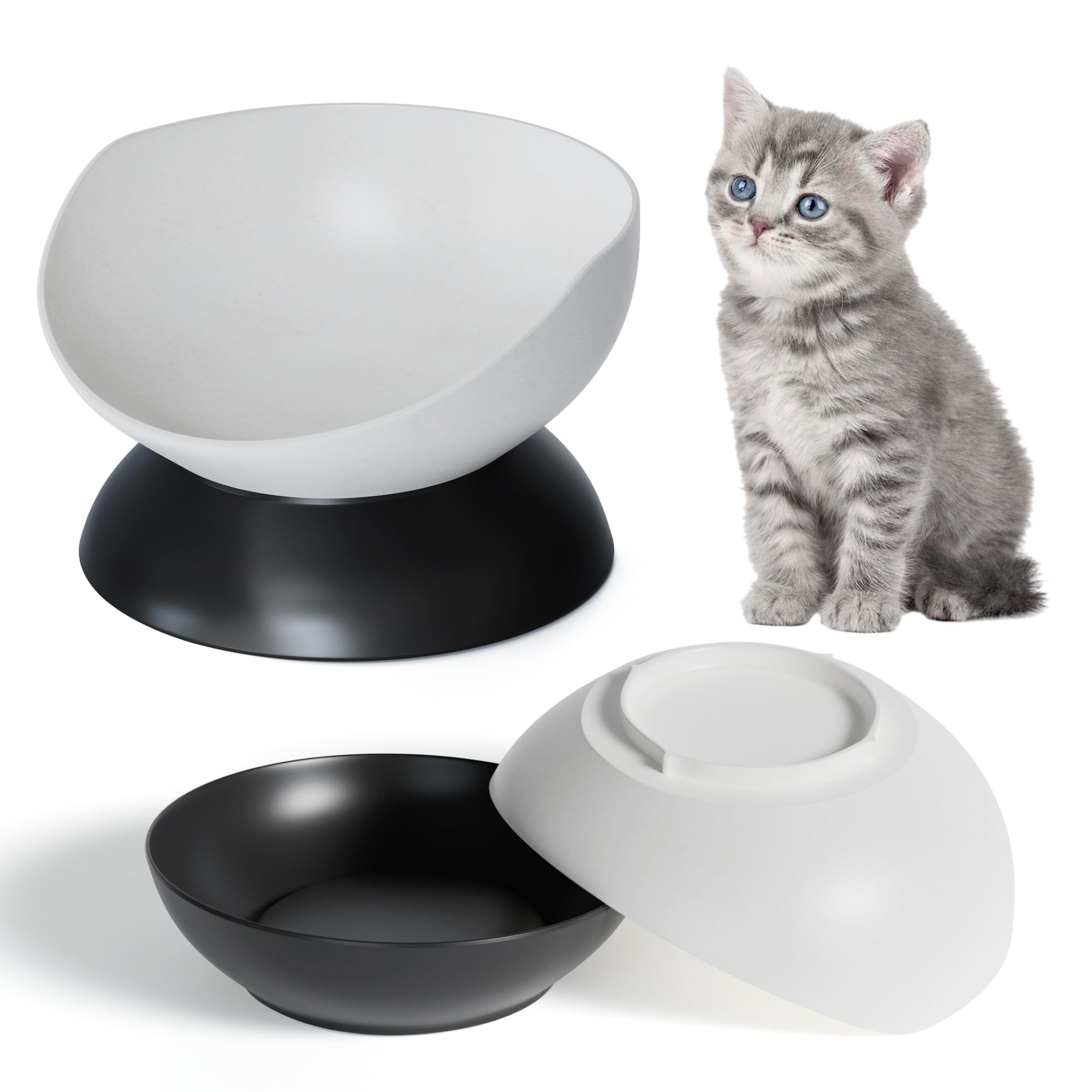 Snapklik.com : Raised Cat Bowls Whisker Friendly Melamine Elevated Cat ...