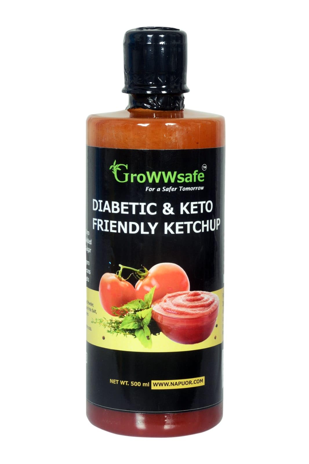 Growwsafe Tomato Ketchup (500GM)|No Afrificial Sugar Tomato Ketchup|Low ...
