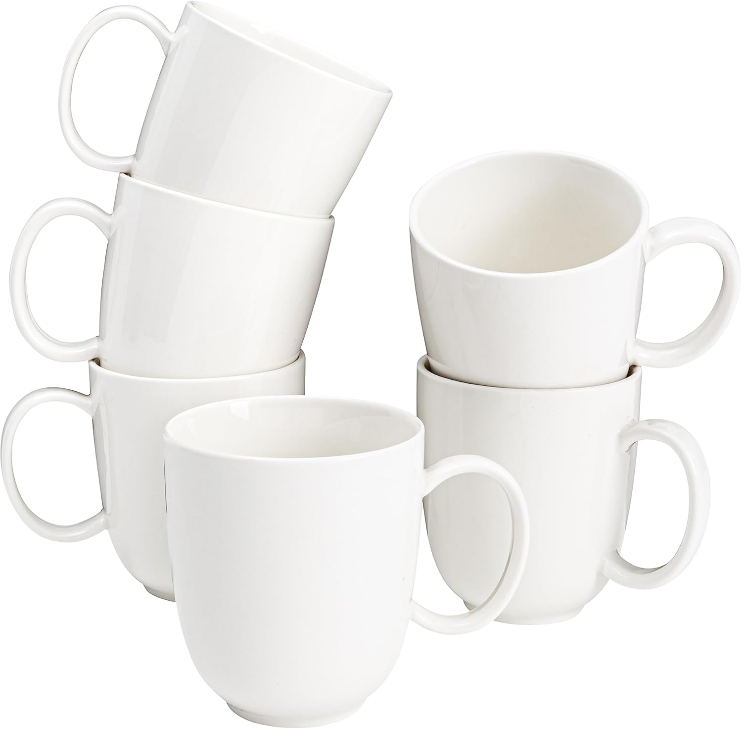Amazon.com: Vikko Coffee Mug, Set of 6 White Porcelain Coffee Mugs, 12 ...