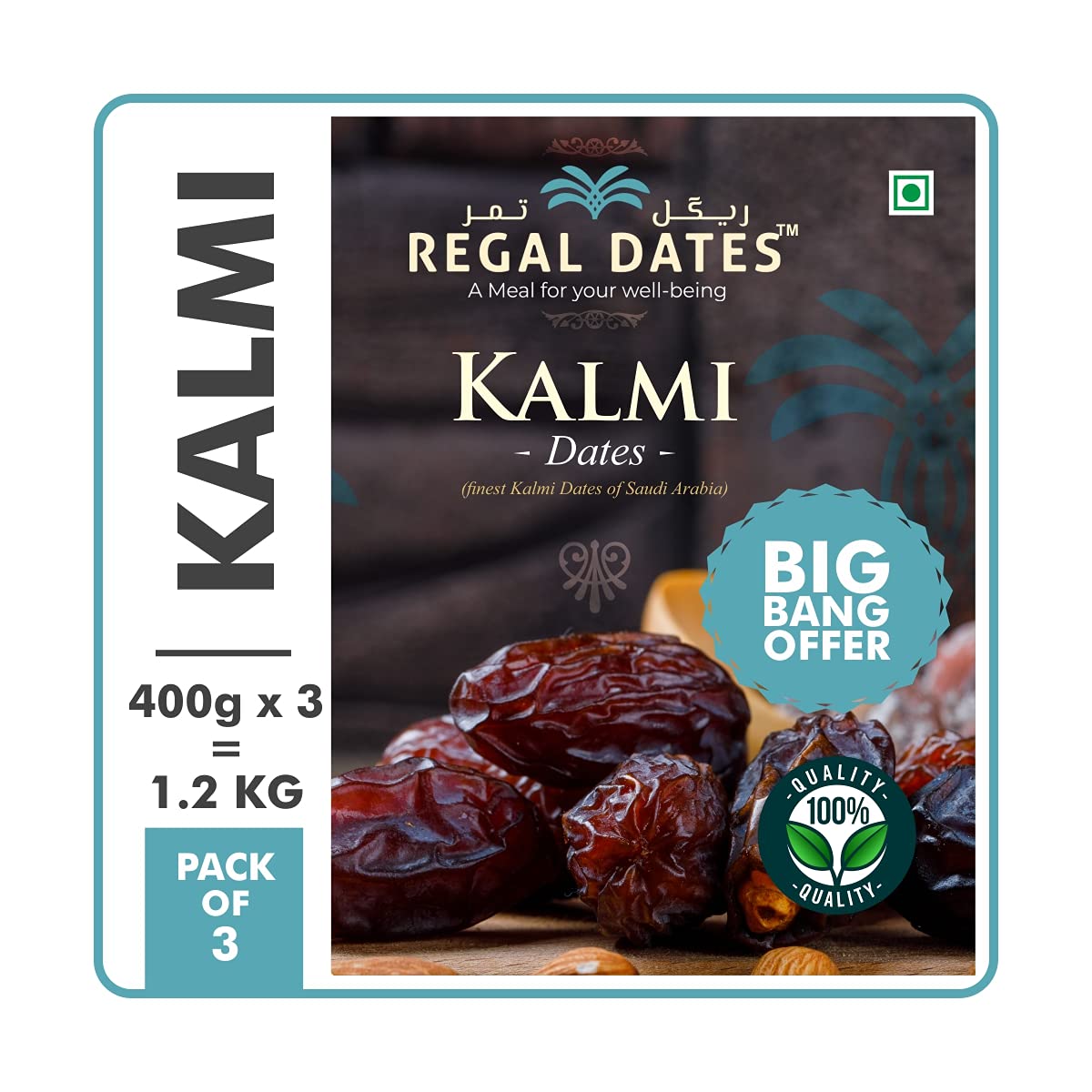 Regal Dates™(Khajoor) Premium KALMI / SAFAWI (400 grams x 3 Pack ...