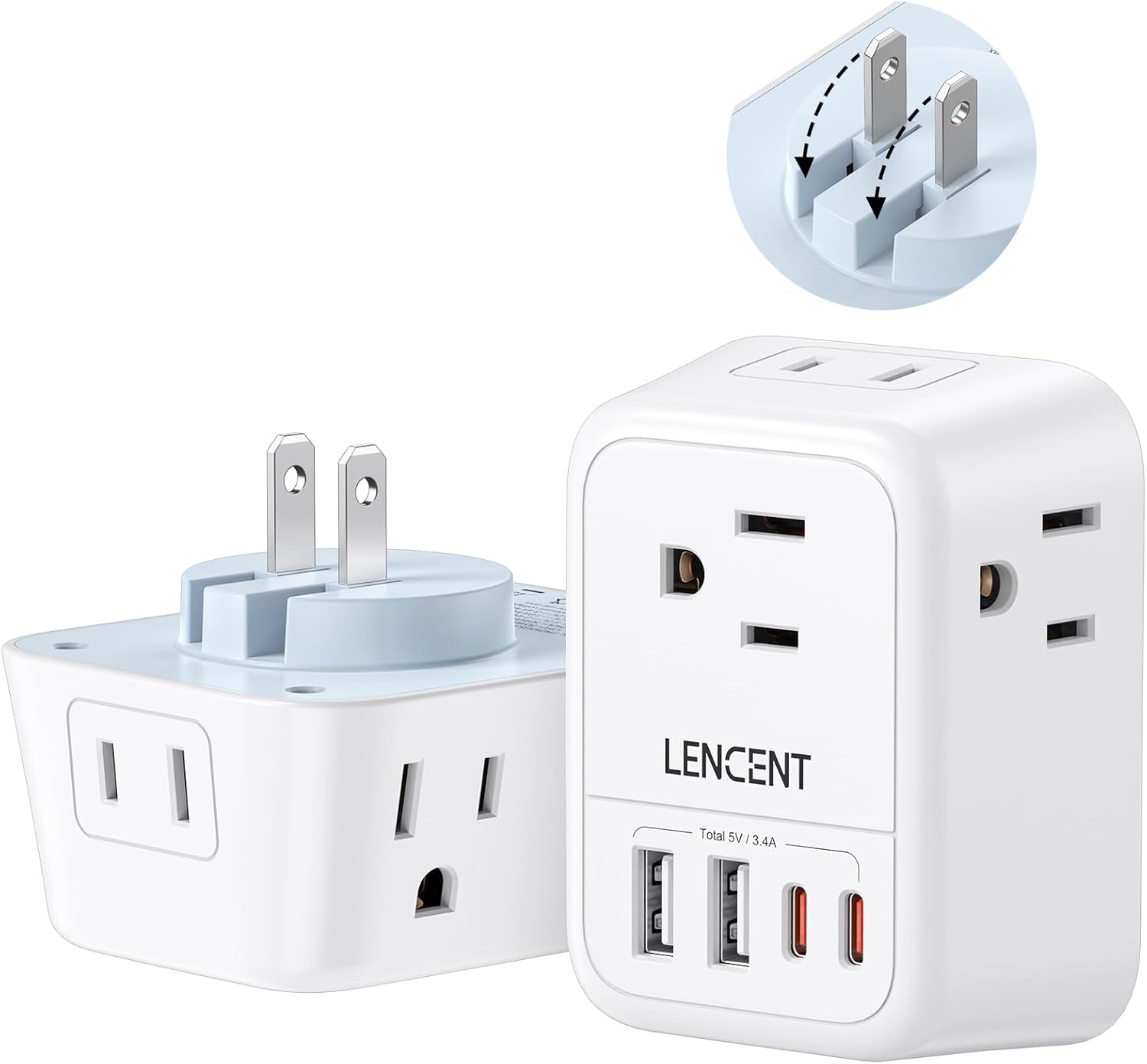 Amazon.com: LENCENT Foldable Japan Travel Adapter, 2 to 3 Prong Outlet ...