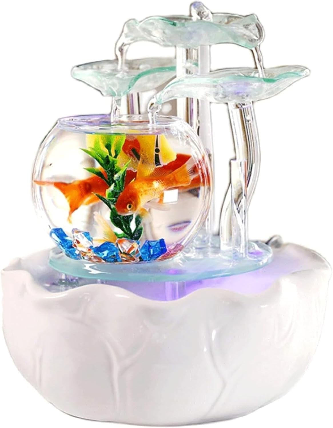 Amazon.com: HSHTTKL Upgraded 3-Tiers Lotus Leaf Fountain, Small Glass ...