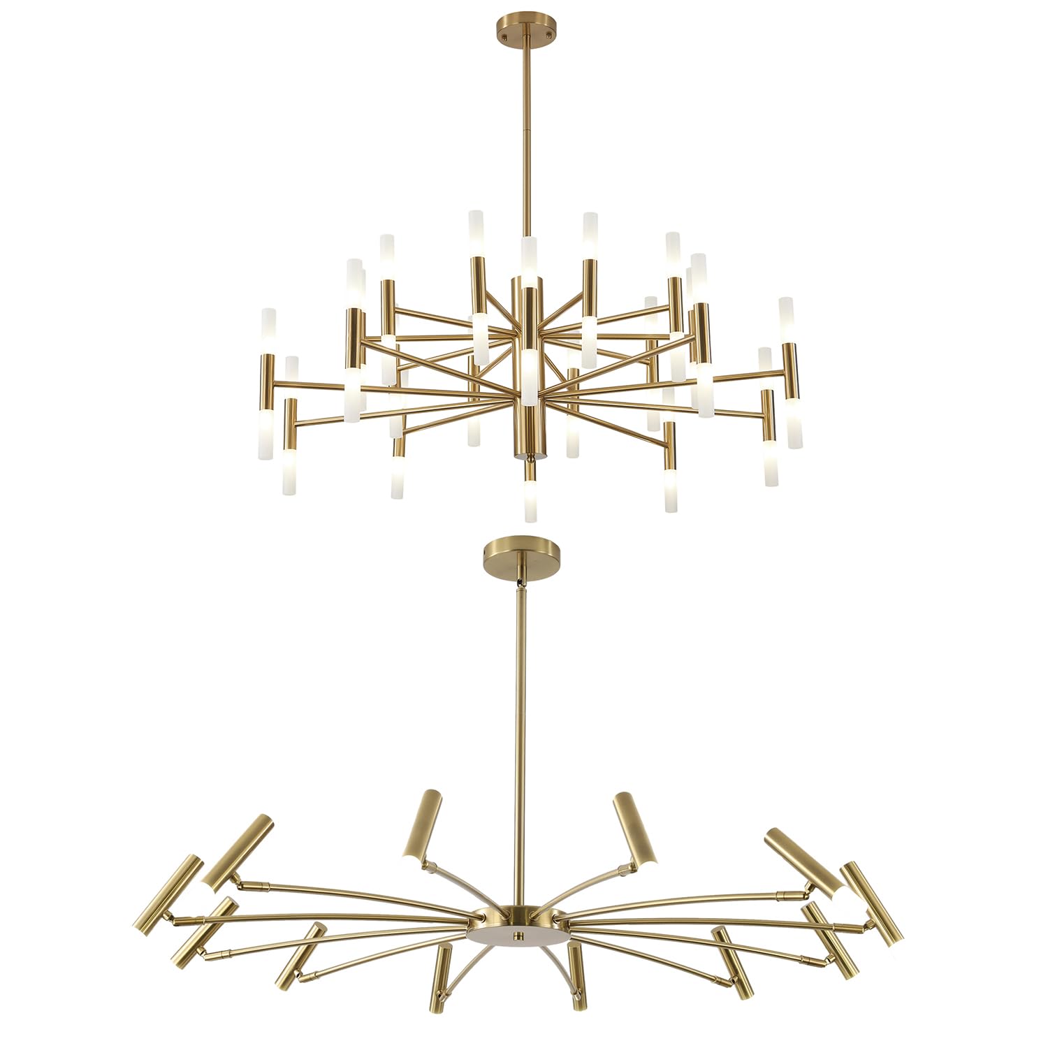 KCO Lighting Brushed Brass LED Sputnik Chandelier Mid Century Modern ...