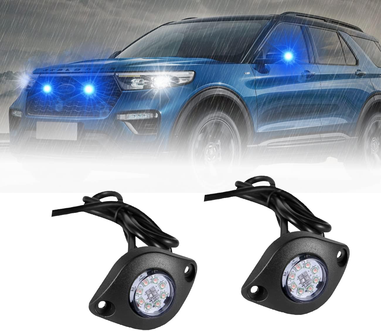 8 LED Emergency Hideaway/Surface Mount Strobe Warning Lights w/ 16 ...