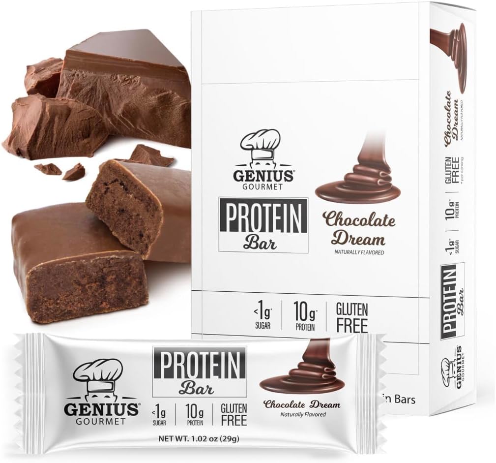 Amazon.com : Genius Gourmet Chocolate Dream Protein Bars, 10G Protein ...