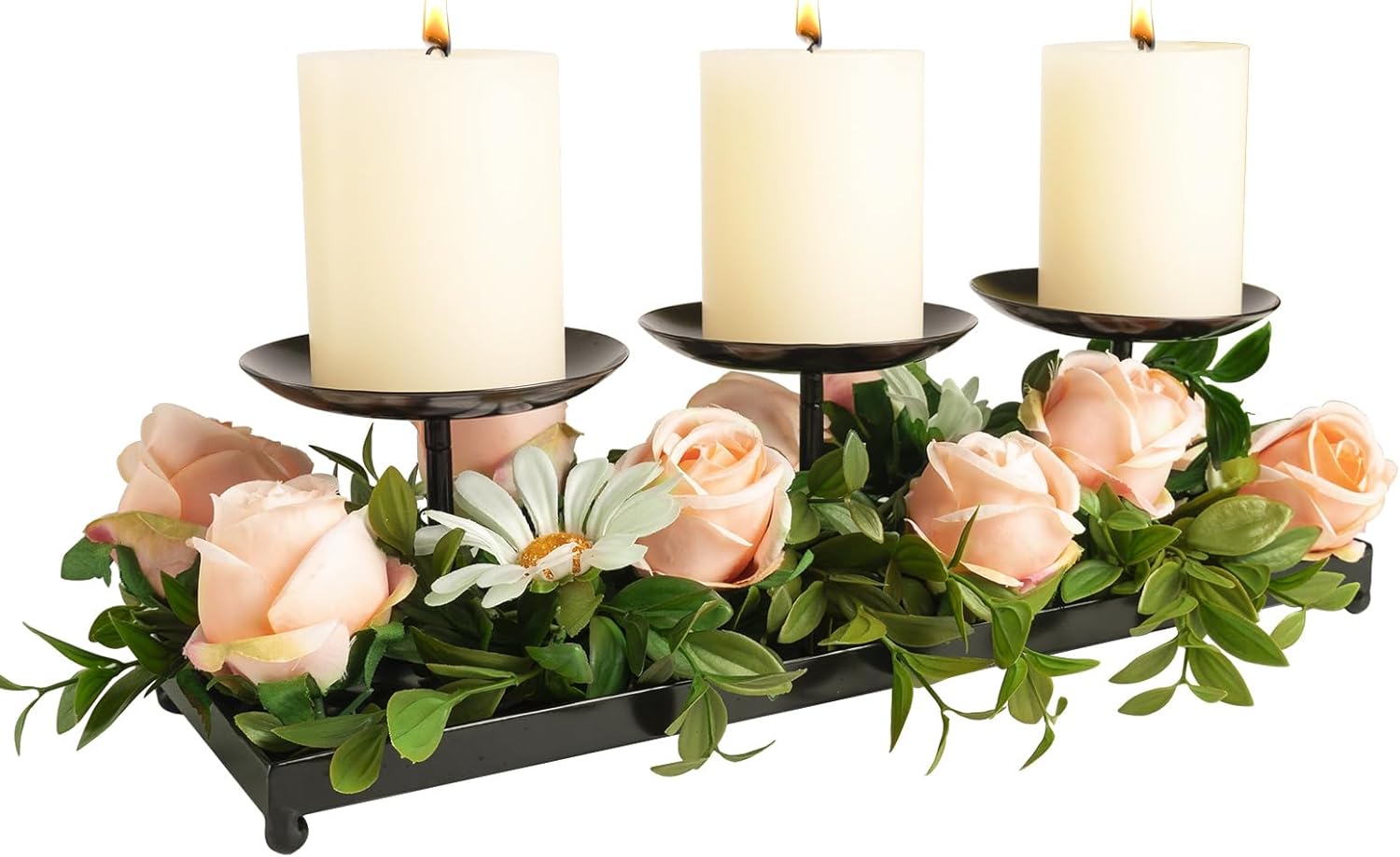 Amazon.com: flangairy Pillar Candle Holders, 3 Pedestal Wick Pillar ...