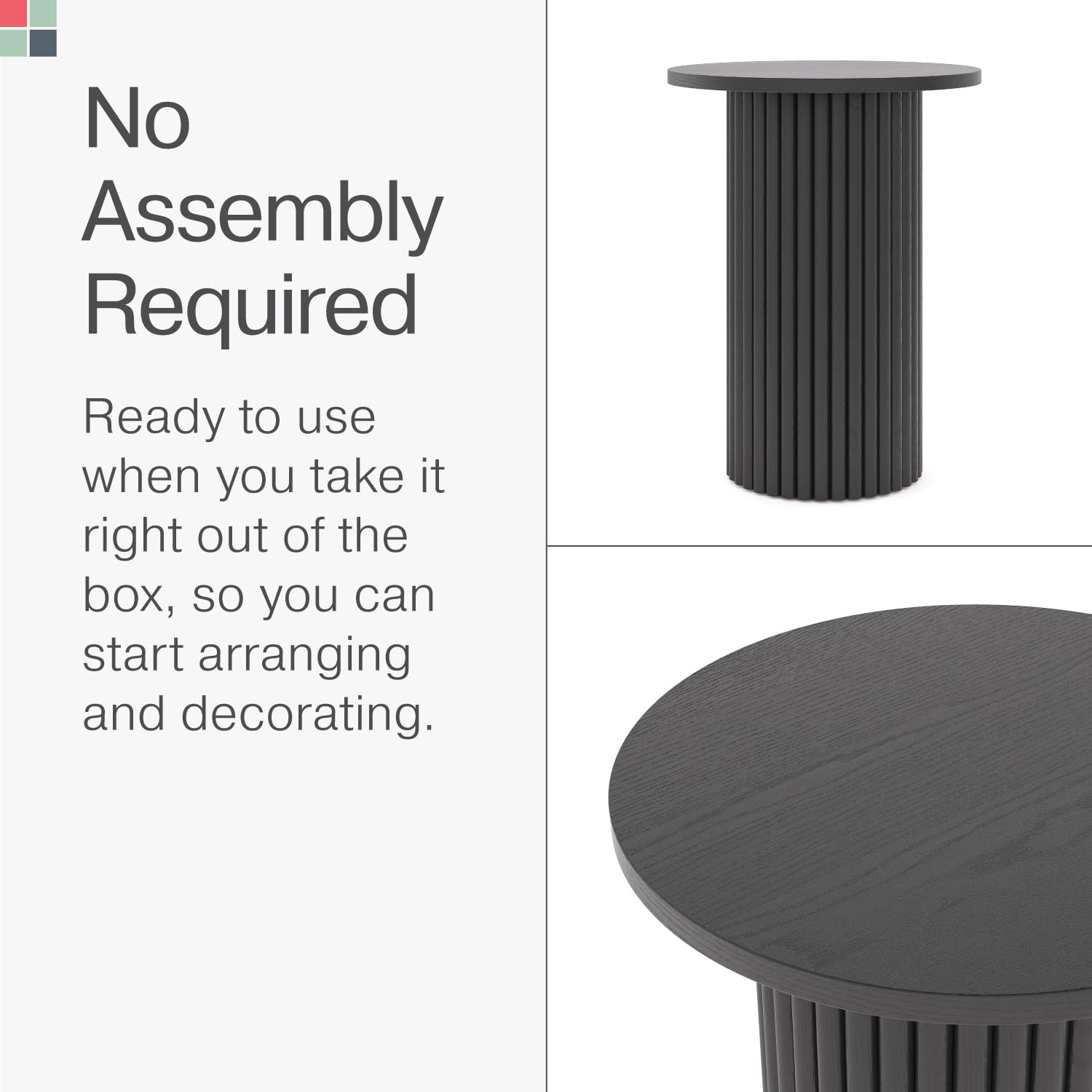 Round Fluted Accent Side Table - Pedestal Drink Table - Modern Home ...