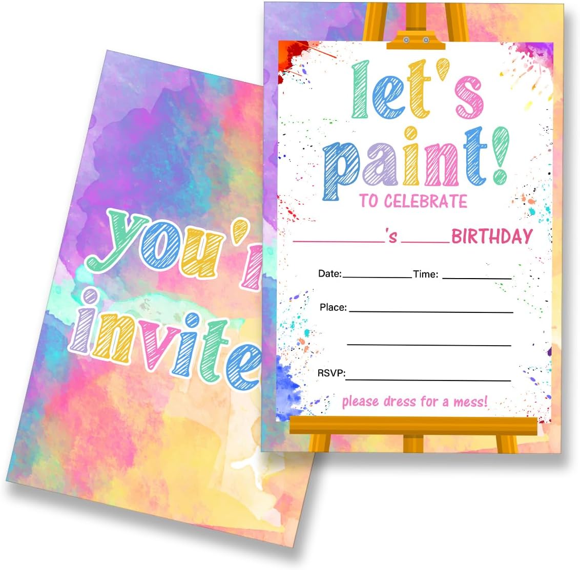 Amazon.com: Art Paint Birthday Party Invitations Supplies Fill-In Set of 20 with Envelopes ...