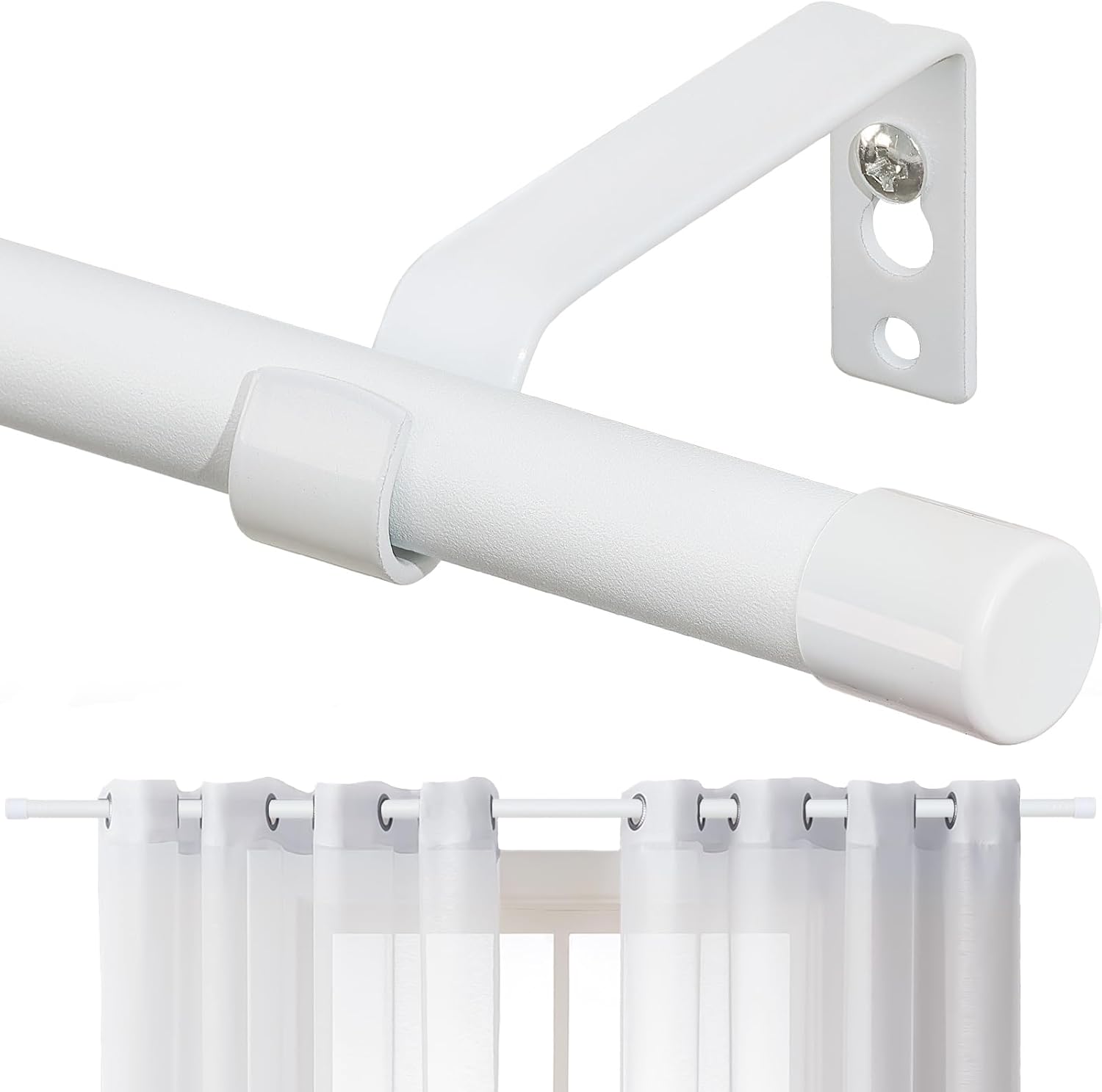 Amazon.com: Matte White Curtain Rod, 5/8 Inch Small Curtain Rods for ...