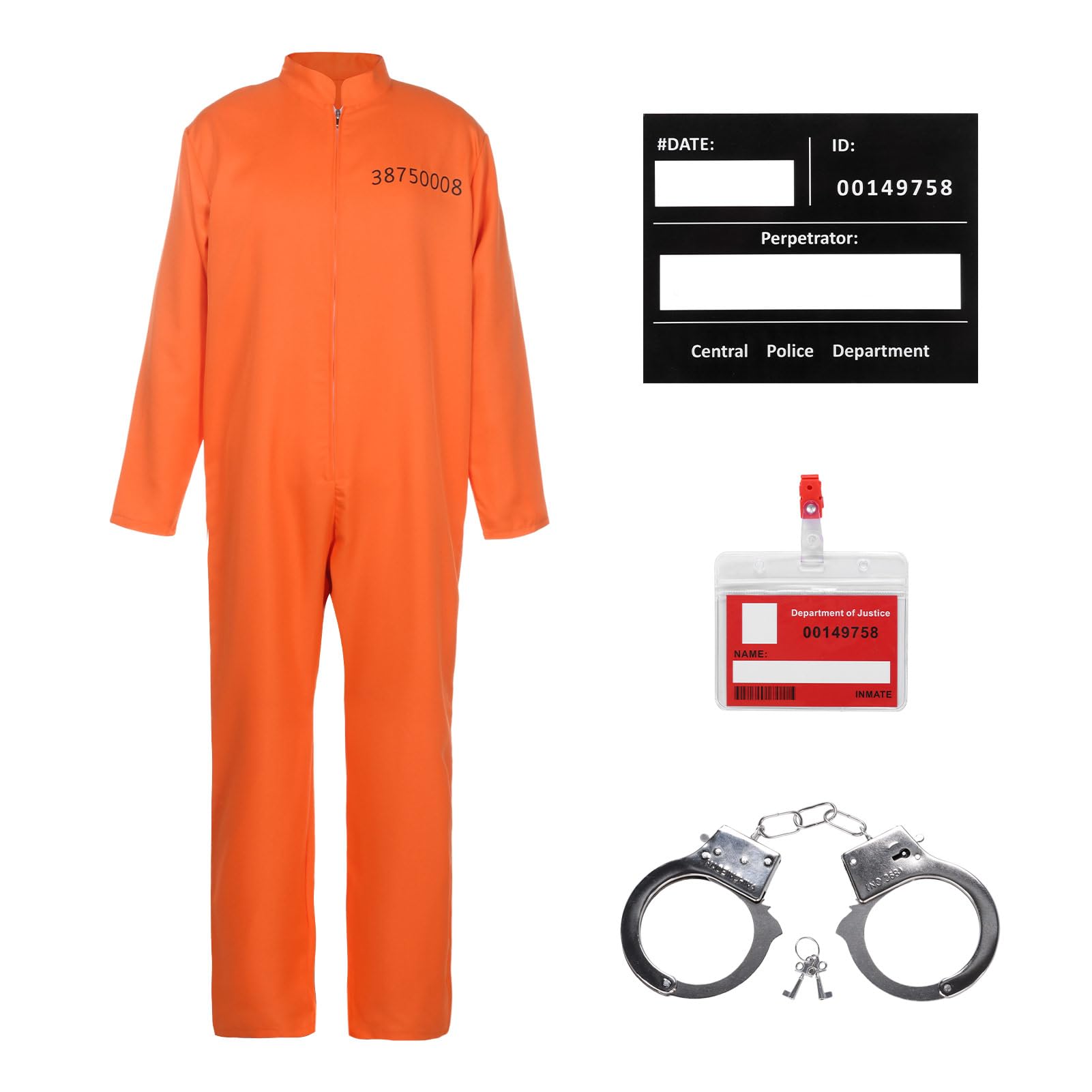 Amazon.com: Alaiyaky Prisoner Costumes Men Orange Prisoner Jumpsuit ...