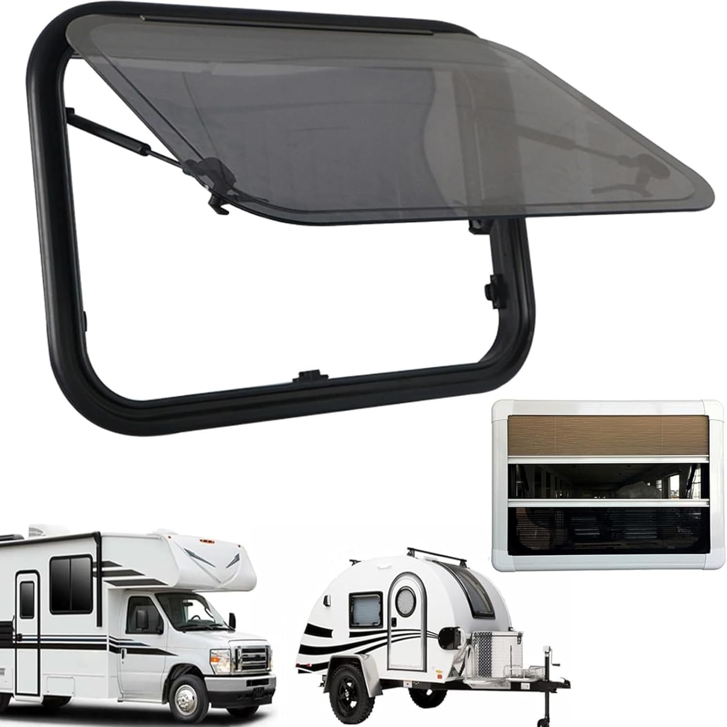 Amazon.com: RV Push Out Window, Acrylic Glass Hinged Window Replacement with Screen, Sun Shade ...