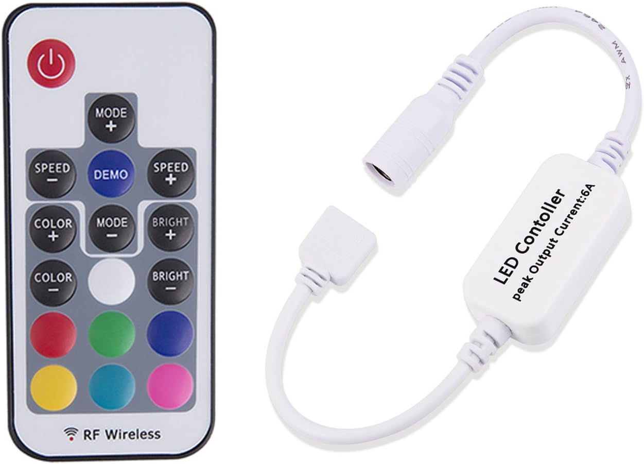 Updated Mini Remote Controller for RGB Color LED Strip Lights, RF ...
