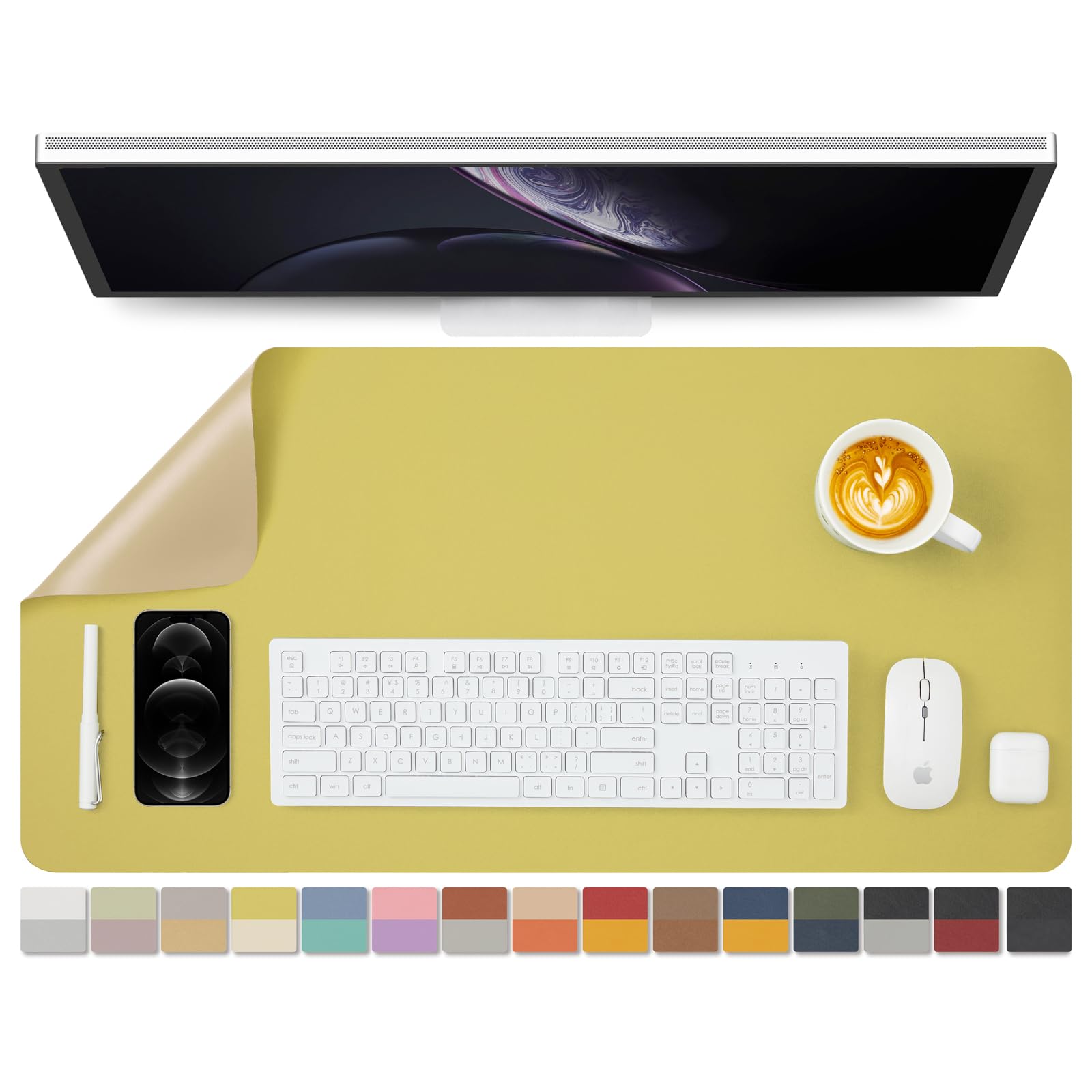 Amazon.com: Dual Sided Leather Desk Mat - Waterproof Desk Pad for ...