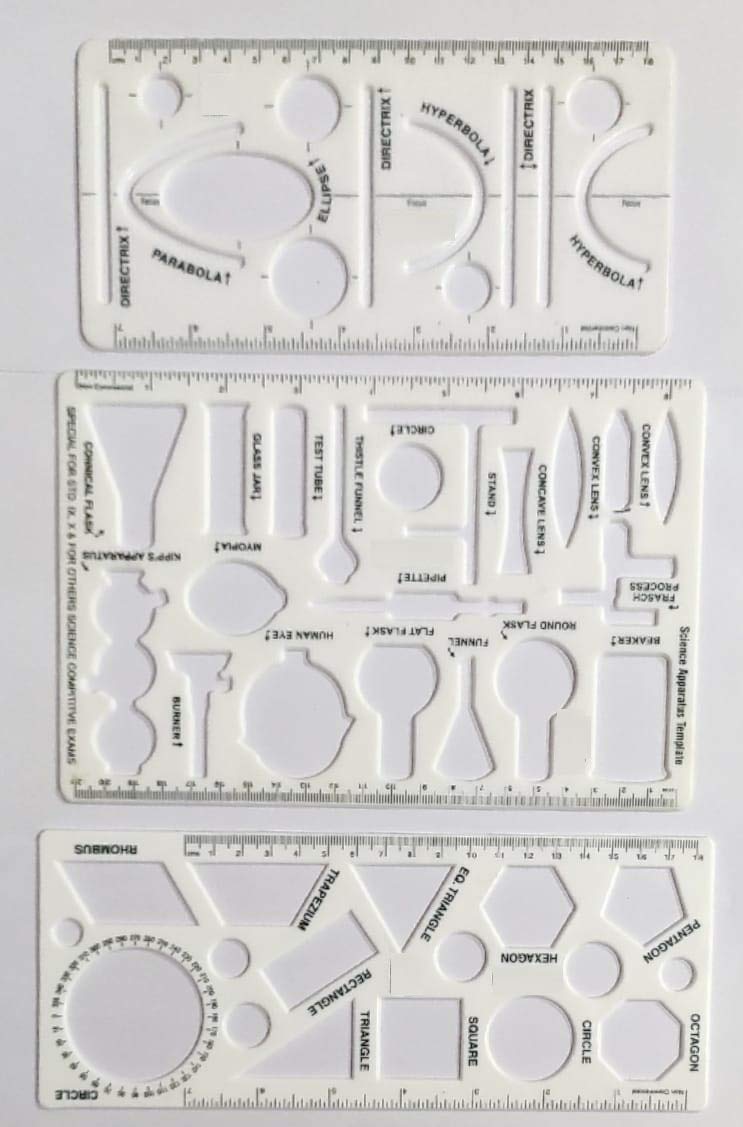 Buy FIRST CLICK Science Stencil 22 cm x 15 cm Parabola stencil 20 cm x ...
