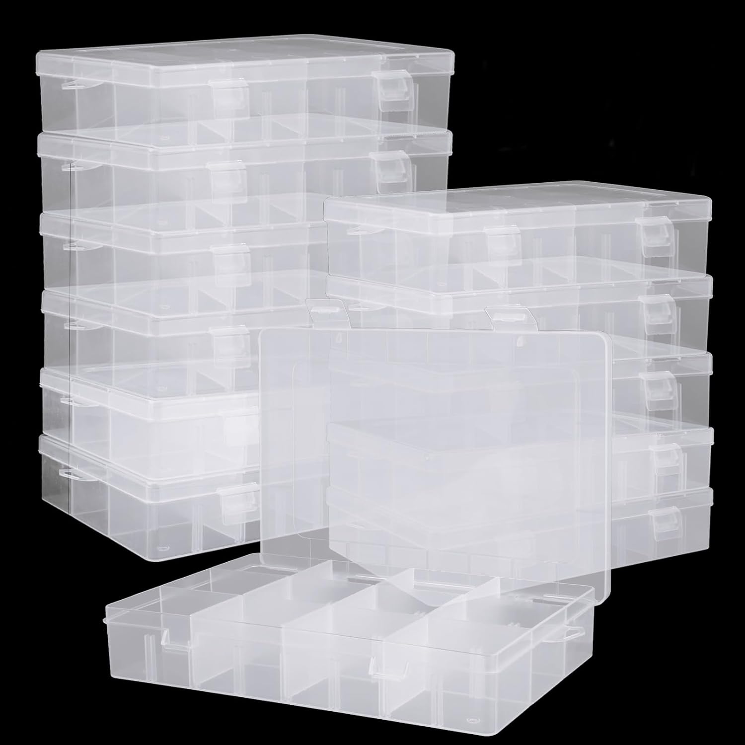 12PCS 12 Grid Plastic Organizer Box Adjustable Divider, Small Tackle ...