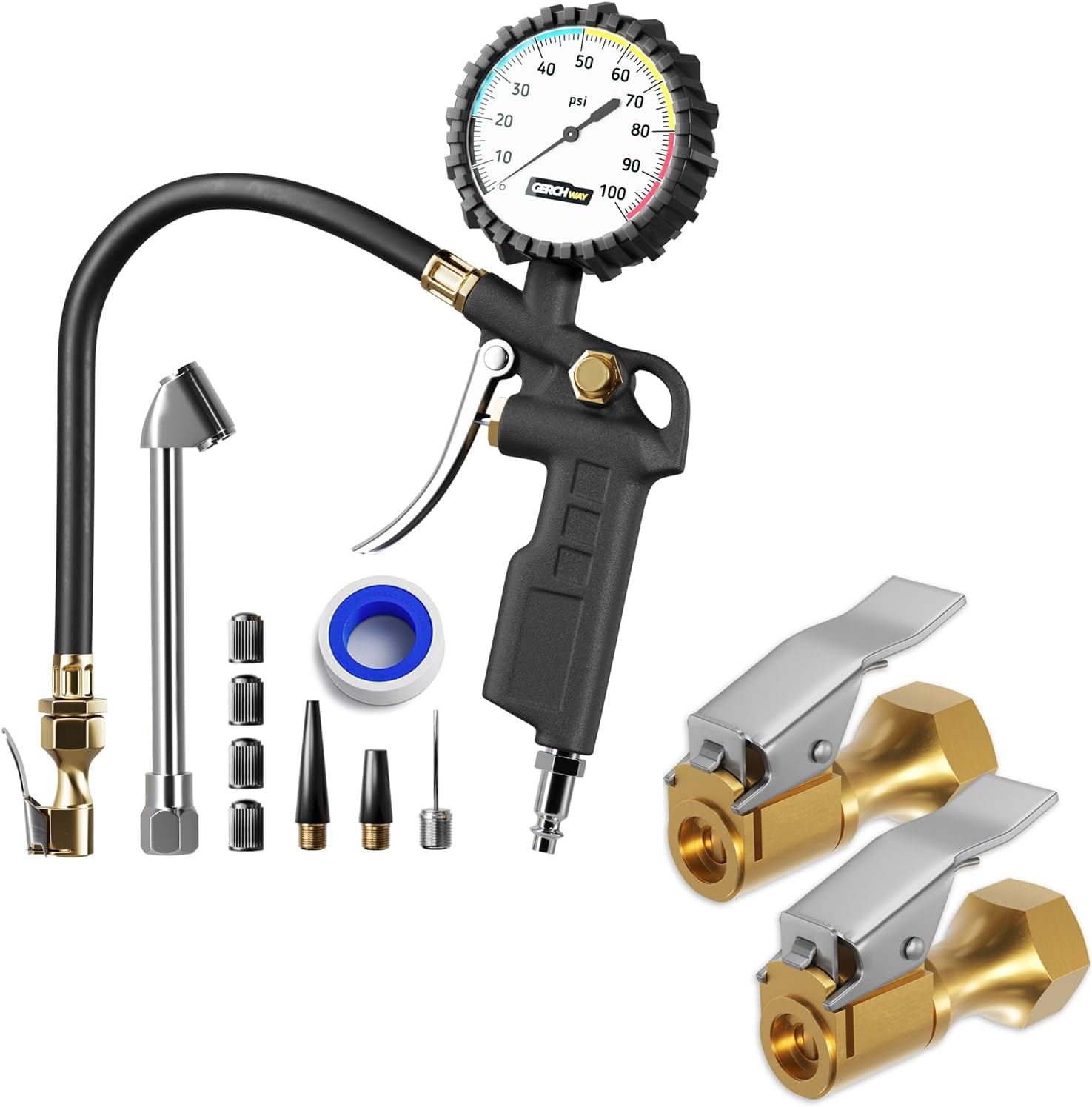 Amazon.com: Tire Inflator with Pressure Gauge and Air Chuck for Tires ...