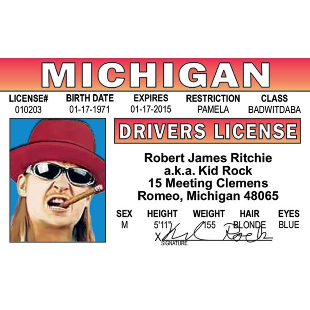 Amazon.com: Signs 4 Fun Parody Driver’s License | Kid Rock ID | Fake ID ...