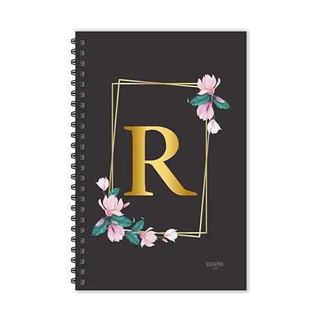 ESCAPER R Letter Diary, Ruled - A5-8.5 x 5.5 inches R Initial Diary, R ...
