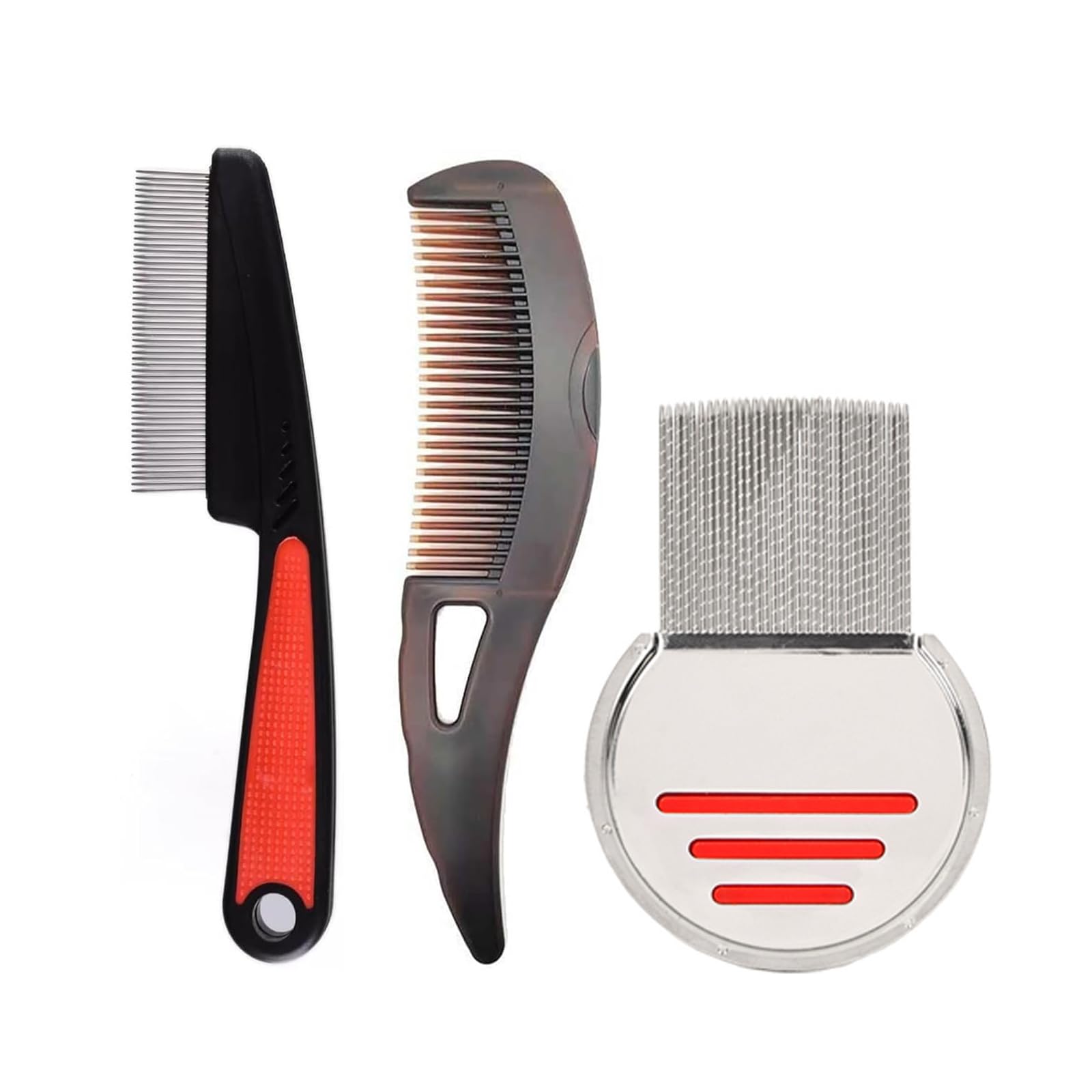 Hebterrka Pack of 3 Anti-Dandruff Comb, Stainless Steel Fine Tooth ...