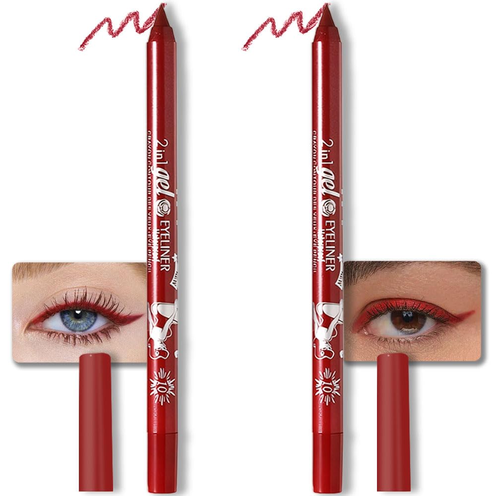 Amazon.com : evpct 2Pcs Red Color Gel Glitter Eyeliner Pencils Set for ...