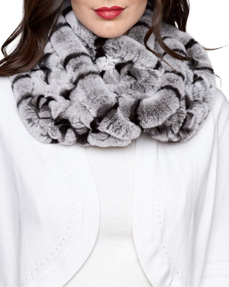 frr Rex Rabbit Fur Infinity Scarf in Black Frost at Amazon Women’s ...