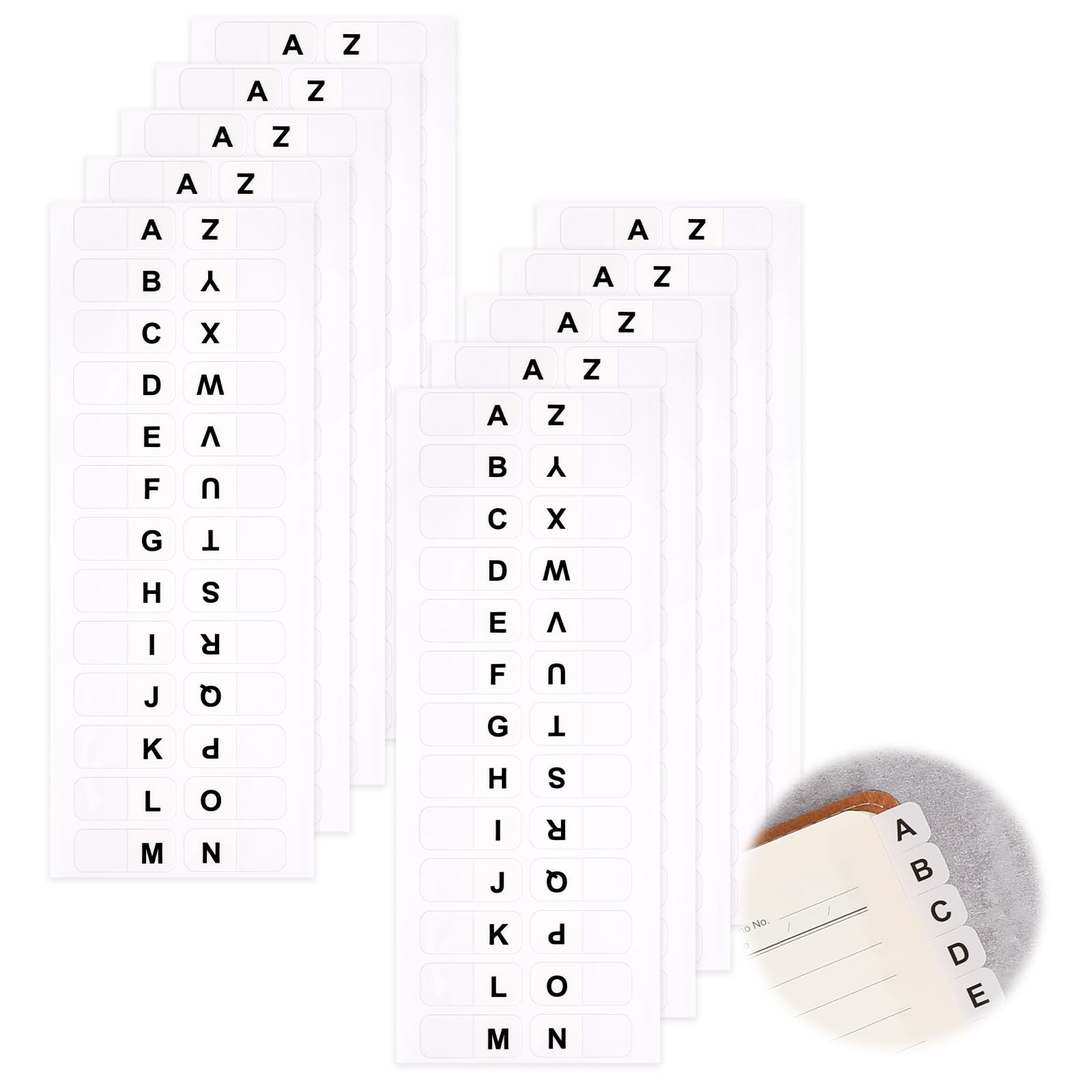 Amazon.com : A-Z 26 White Letters Tabs Sticky Alphabet Tabs, 260 Pcs ...