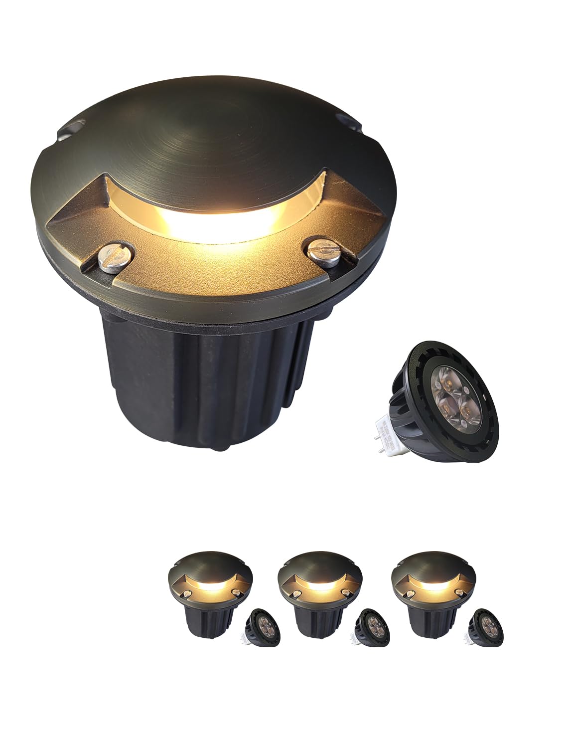 MALORY Brass Top Cover Landscape Well Lights, 12V Low Voltage Outdoor ...