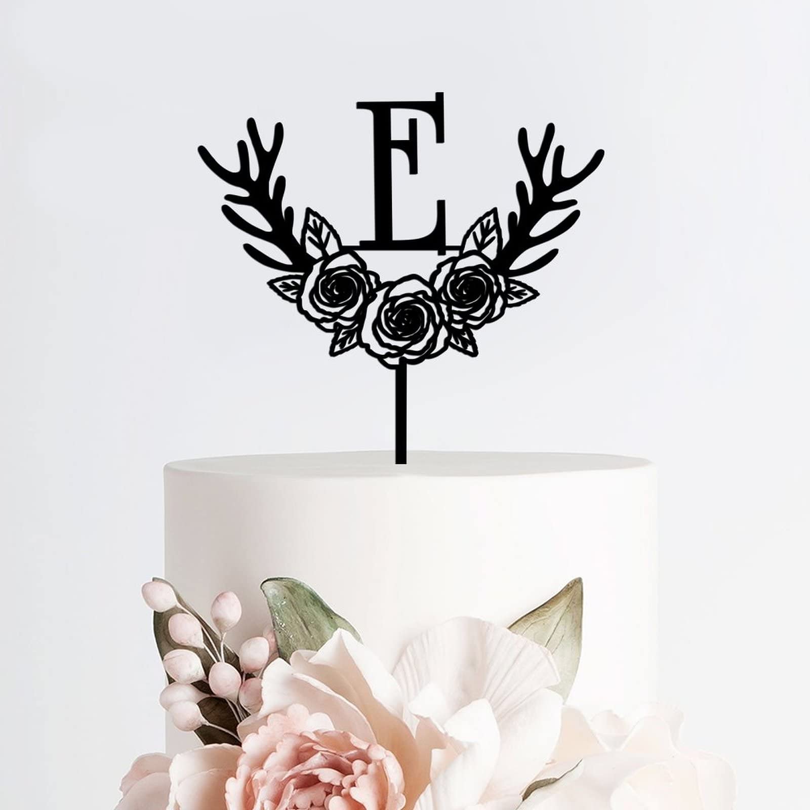 Black Wedding Cake Toppers Monogram