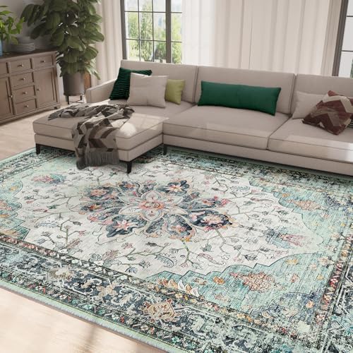Amazon.com: RELEANY Area Rugs 8'x10' Washable Non-Slip, Floral Vintage ...