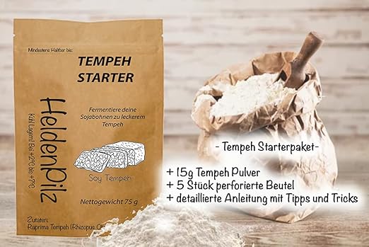 Tempeh Starter Kultur (Tempeh Pulver) Rhizopus Oligosporus - bis zu 75 ...
