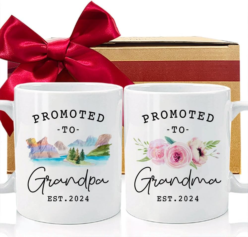 Amazon.com: CATABUBU Est 2024 Grandparents Mugs Set 11oz, Promoted to ...