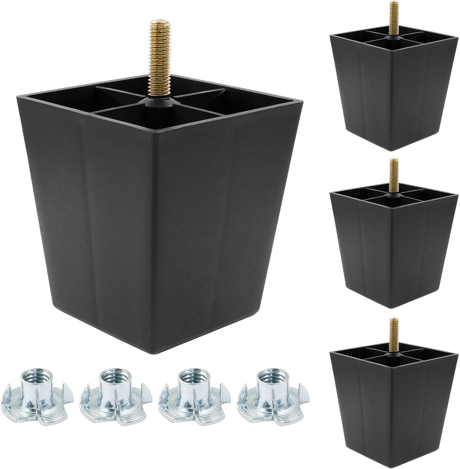 Amazon.com: Litoexpe Plastic Furniture Leg, 3 Inch Square Sofa Leg, Set ...